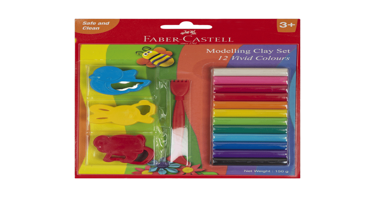 Buy Faber-Castell 12 Shades Modelling Clay | Includes 3 Jigsaw Mould ...