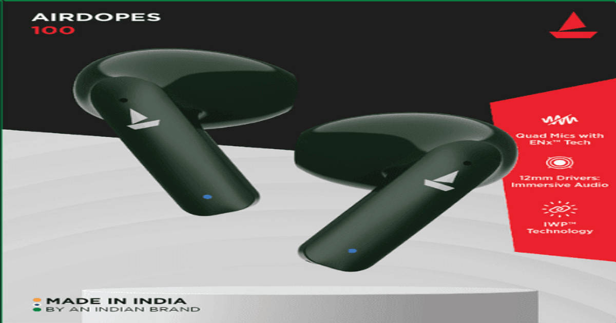 Buy boAt Airdopes 100 TWS Earbuds with Mic, 50H Playtime, ENx Tech ...