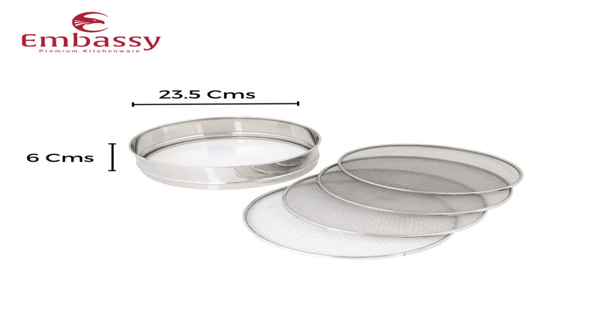 Buy Embassy Stainless Steel 4 in 1 Chalni / Sieve (22 cm, Joint) Online ...