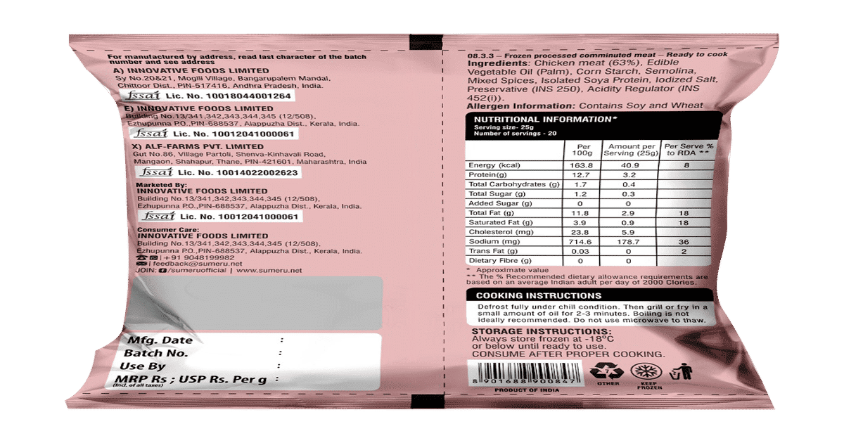 Buy Sumeru Chicken Cocktail Sausages Online () At Best Price