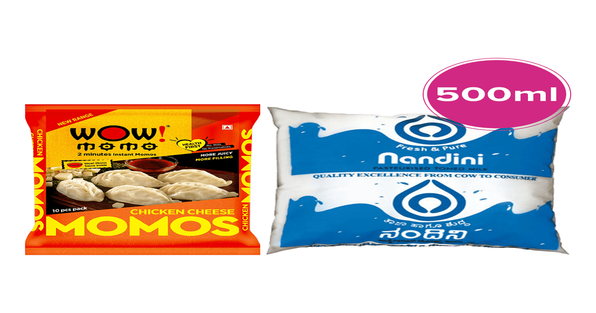 Buy Wow! Chicken Cheese Momos & Milk Combo Online (1 Combo) At Best Price