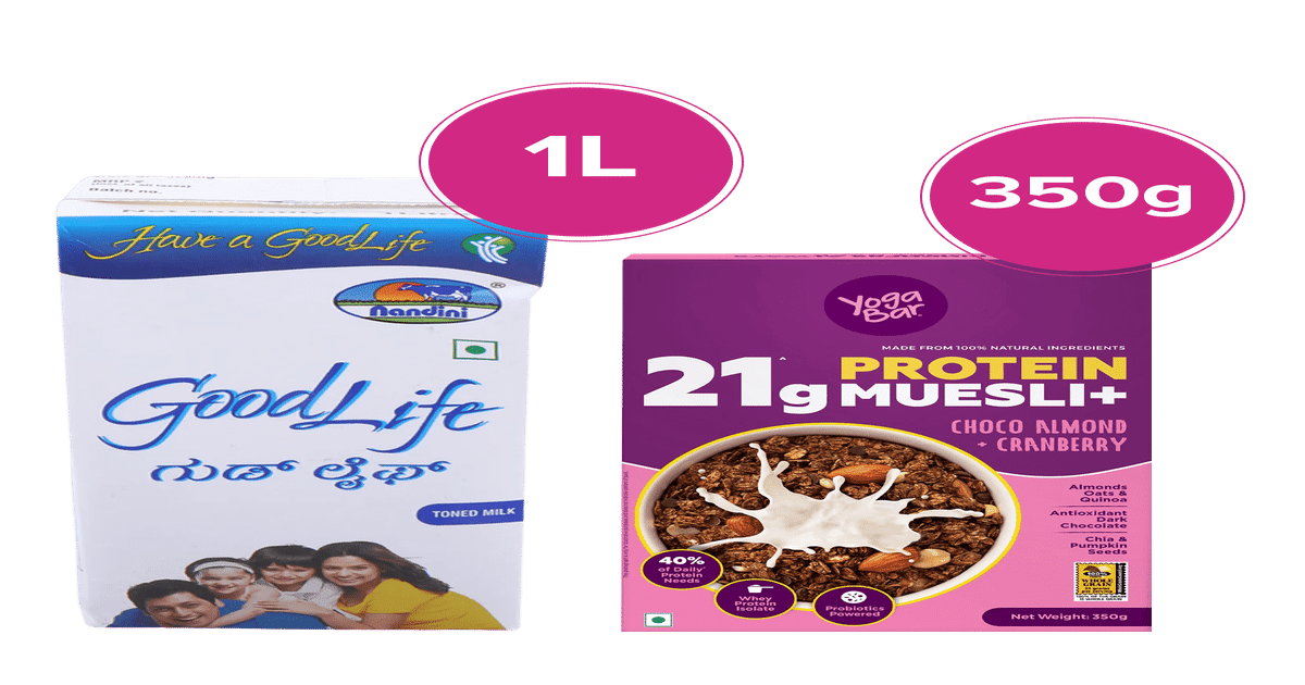 Buy Yogabar 21g Protein Muesli Choco Almond + Cranberry& Nandini Good ...