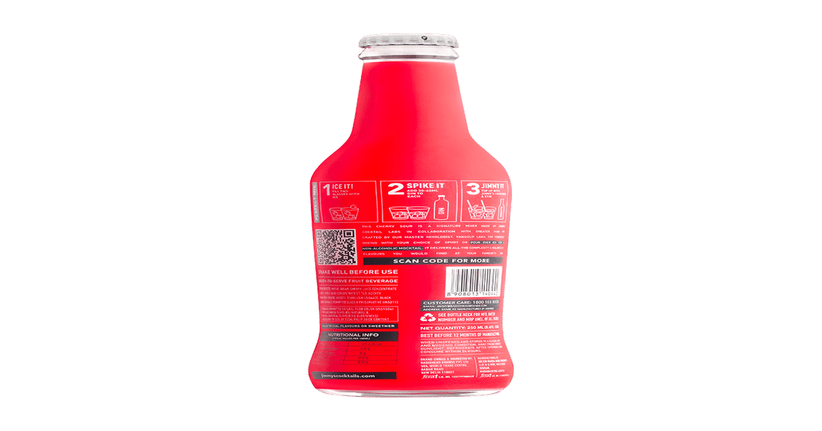 Buy Jimmy's Cherry Sour - Cocktail & Mocktail Mixer Online () At Best Price