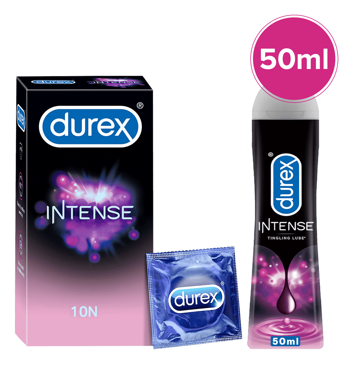 Buy Durex Durex Intense Condoms For Her Extra Pleasure 10 pieces & Tingling Lubricant Combo 1 ...