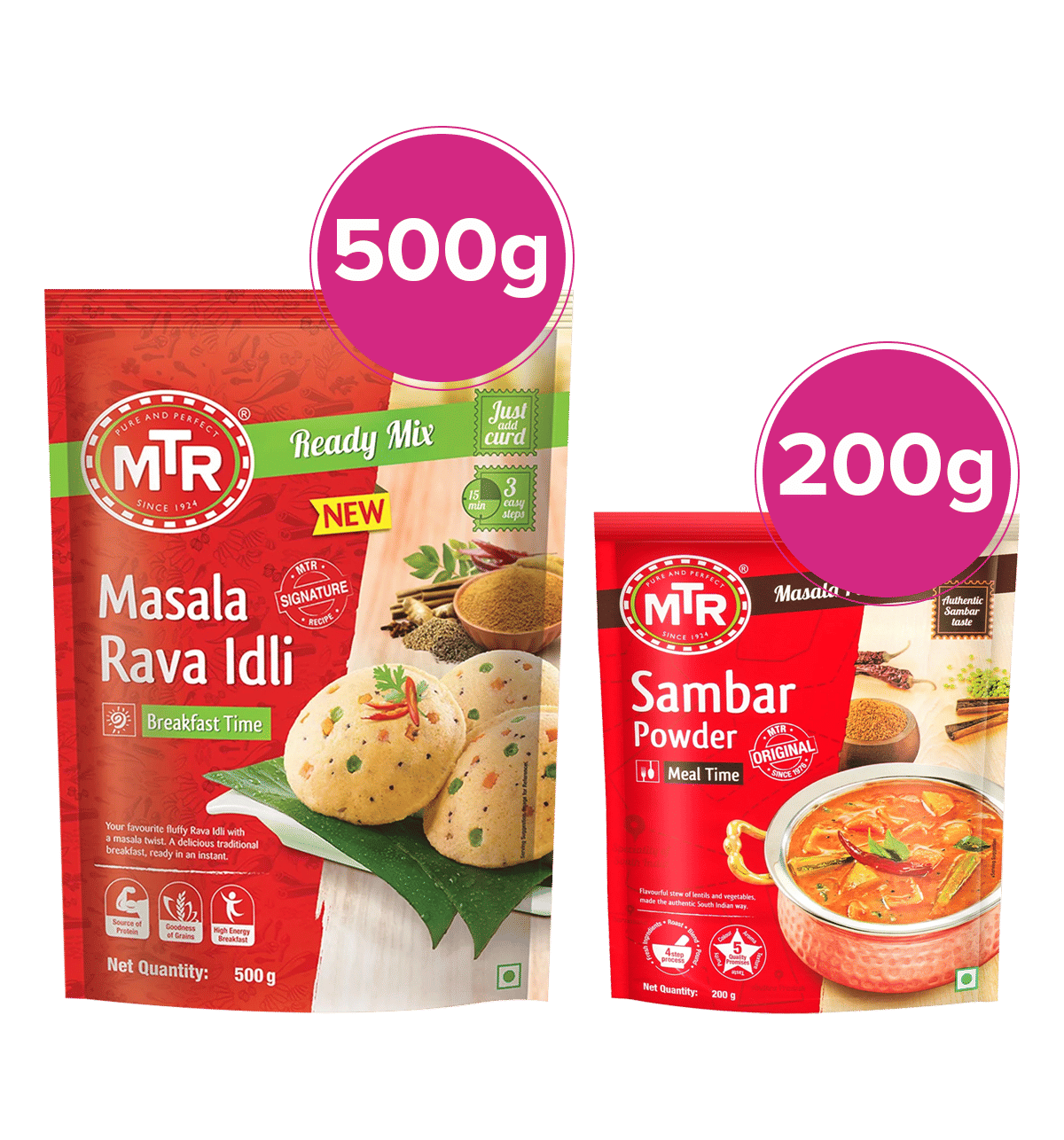 Buy MTR MTR Masala Rava Idli Pouch & MTR Sambar Powder 1 combo Online ...