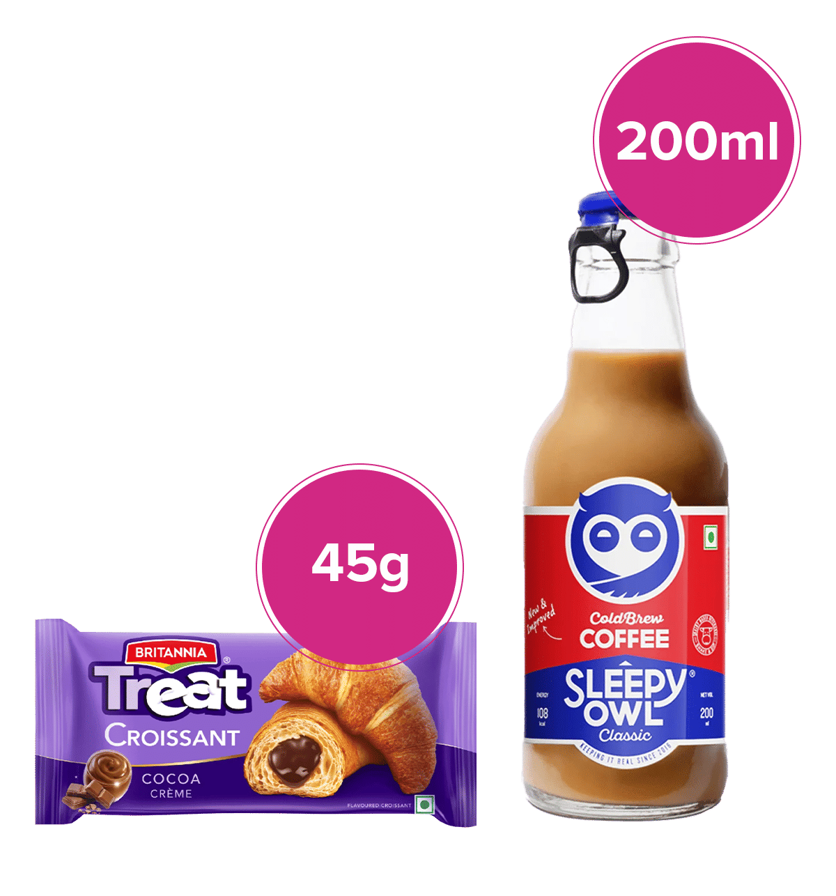 Buy Britannia Treat Croissant Cocoa Creme and Sleepy Owl Coffee Classic ...