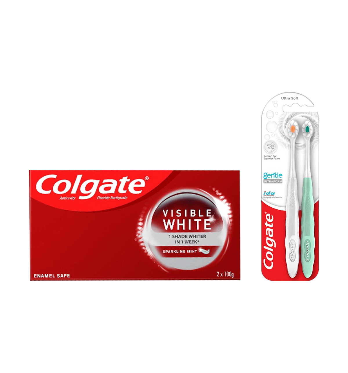 Buy Colgate Visible White Tpst + Gentle Ultrafoam Tbr Combo Online (1 ...