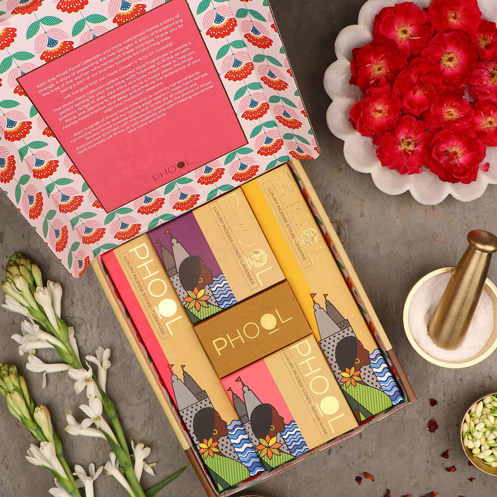 Buy Phool Floral Gift Box - Natural Incense Collection (4 Fragrances ...