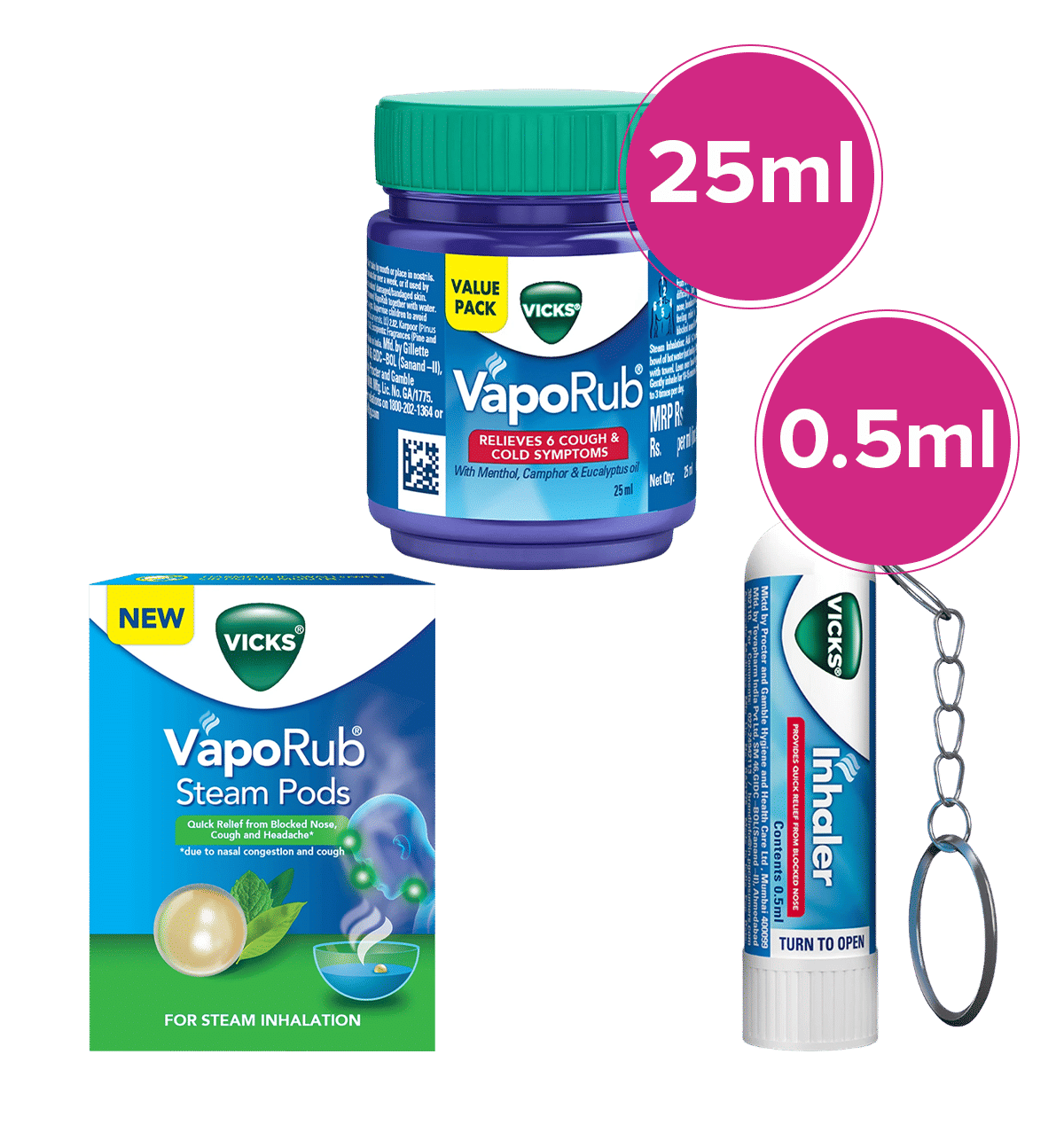 Buy Vicks Vicks Vaporub + Steampods 4S + Inhaler 1 combo Online At Rs ...