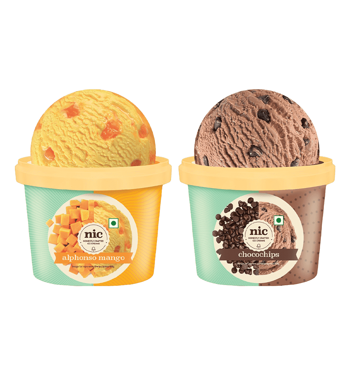 Buy NIC Ice Cream Alphonso Mango Ice Cream & Chocochips Ice Cream Mix ...