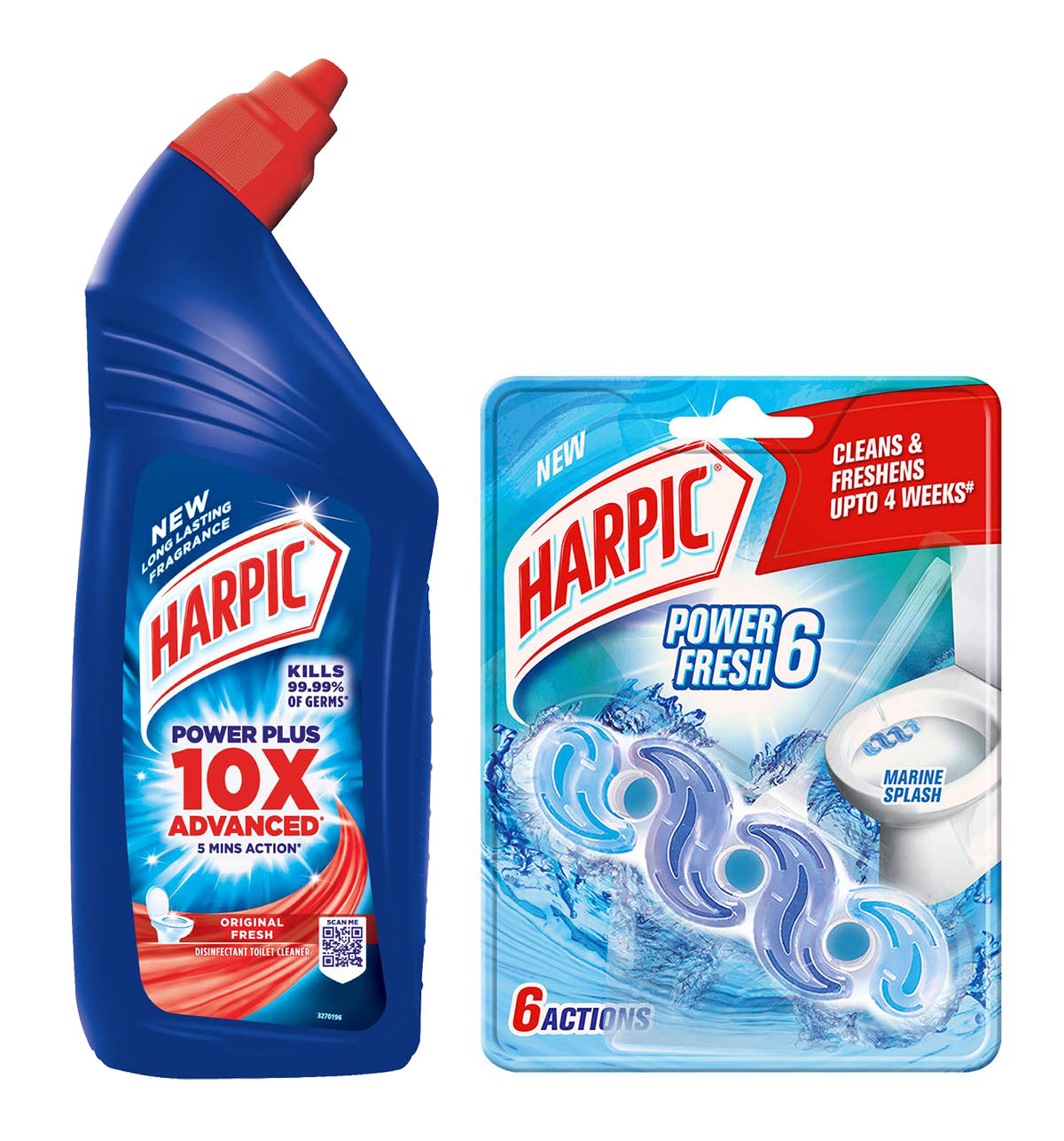 Buy Harpic Power Plus Toilet Cleaner Original & Fresh Power 6 Marine Splash Toilet Rim Block ...