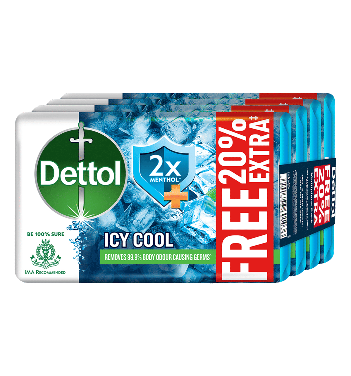 Buy Dettol Dettol Icy Cool Bathing Soap Bar With 2x Menthol 20% Extra ...