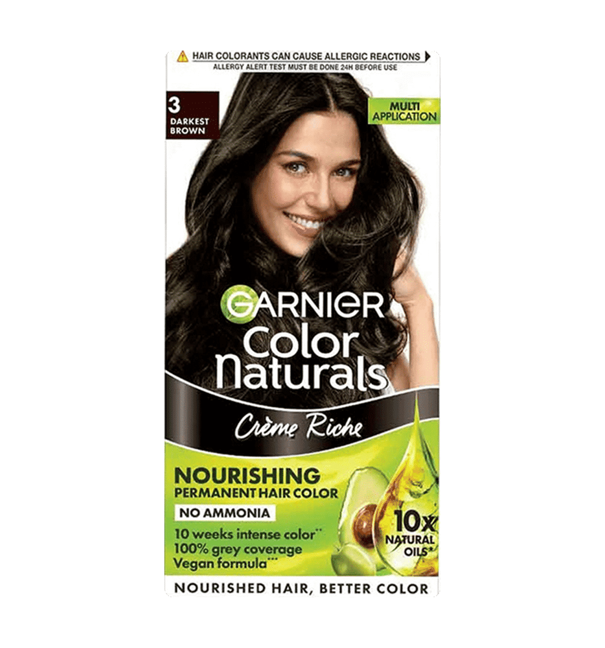 Buy Garnier Garnier Color Naturals Creme Hair Color, Shade 3 Darkest ...
