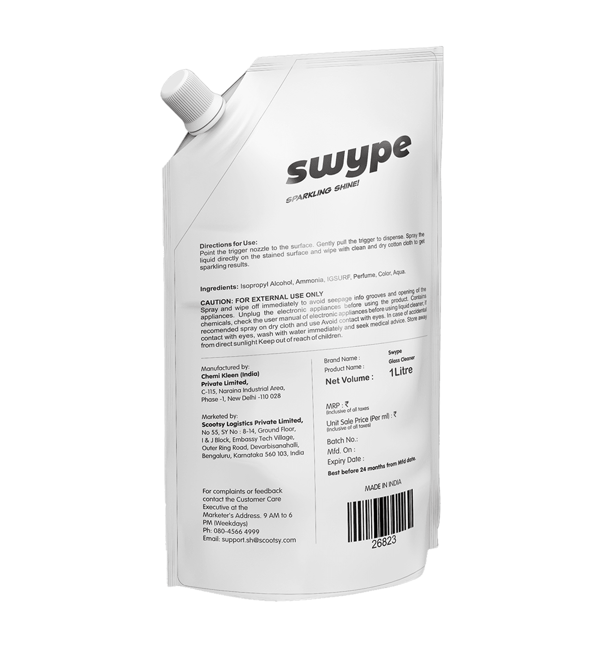 Buy Swype Glass & Surface Cleaner, Refill Pack Pouch undefined Online ...