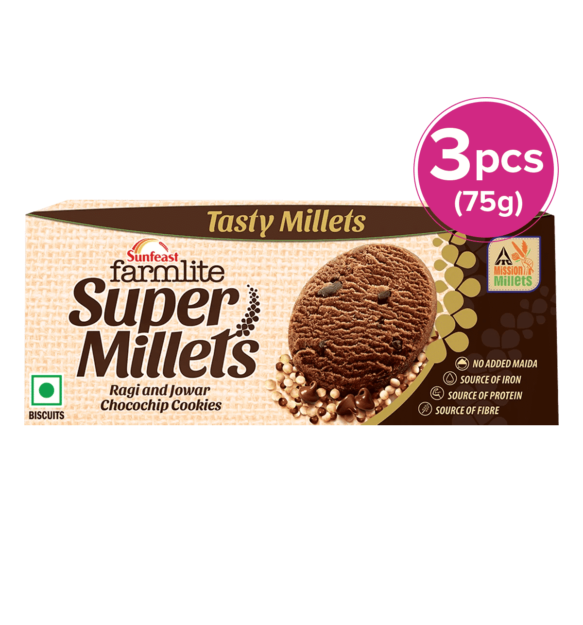 Buy Sunfeast Sunfeast Farmlite Super Millets Ragi & Jowar Chocochip ...