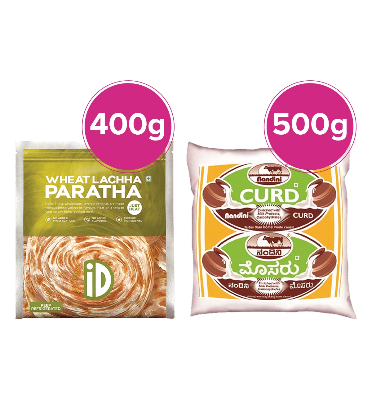 Buy iD Fresh Wheat Parota & Nandini Fresh Curd Combo Online (1 Combo ...
