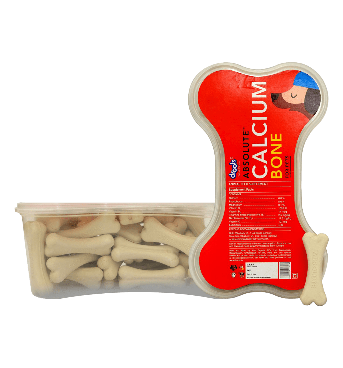 Buy Drools Drools Absolute Calcium Bone Jar (40 Pieces) All Dogs Treats ...