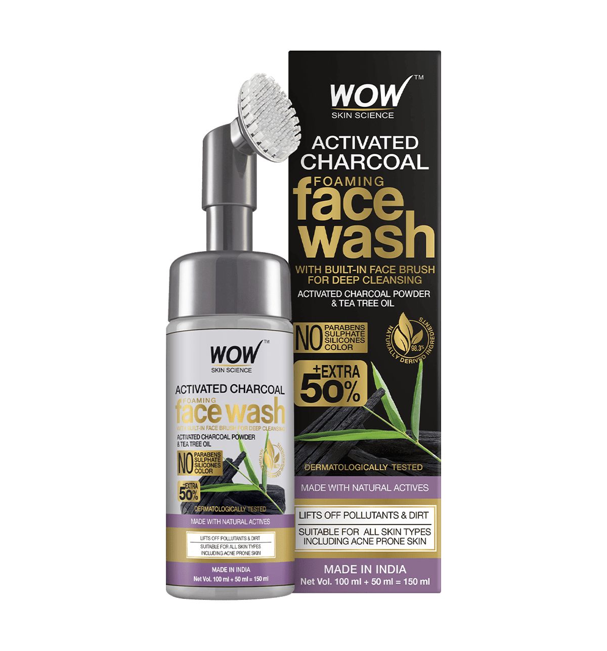 Buy Wow Skin Science Wow Skin Science Charcoal Foaming Face Wash With ...