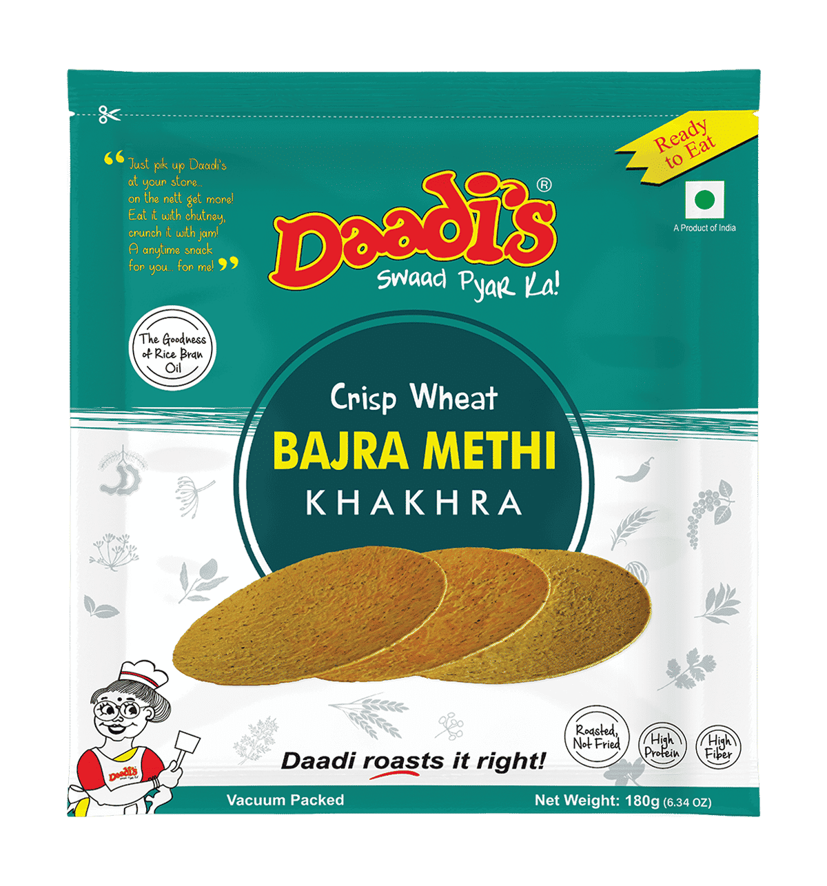 Buy Daadi's Daadi's Bajra Methi Khakhra 180 g Online At Rs. 85 ...
