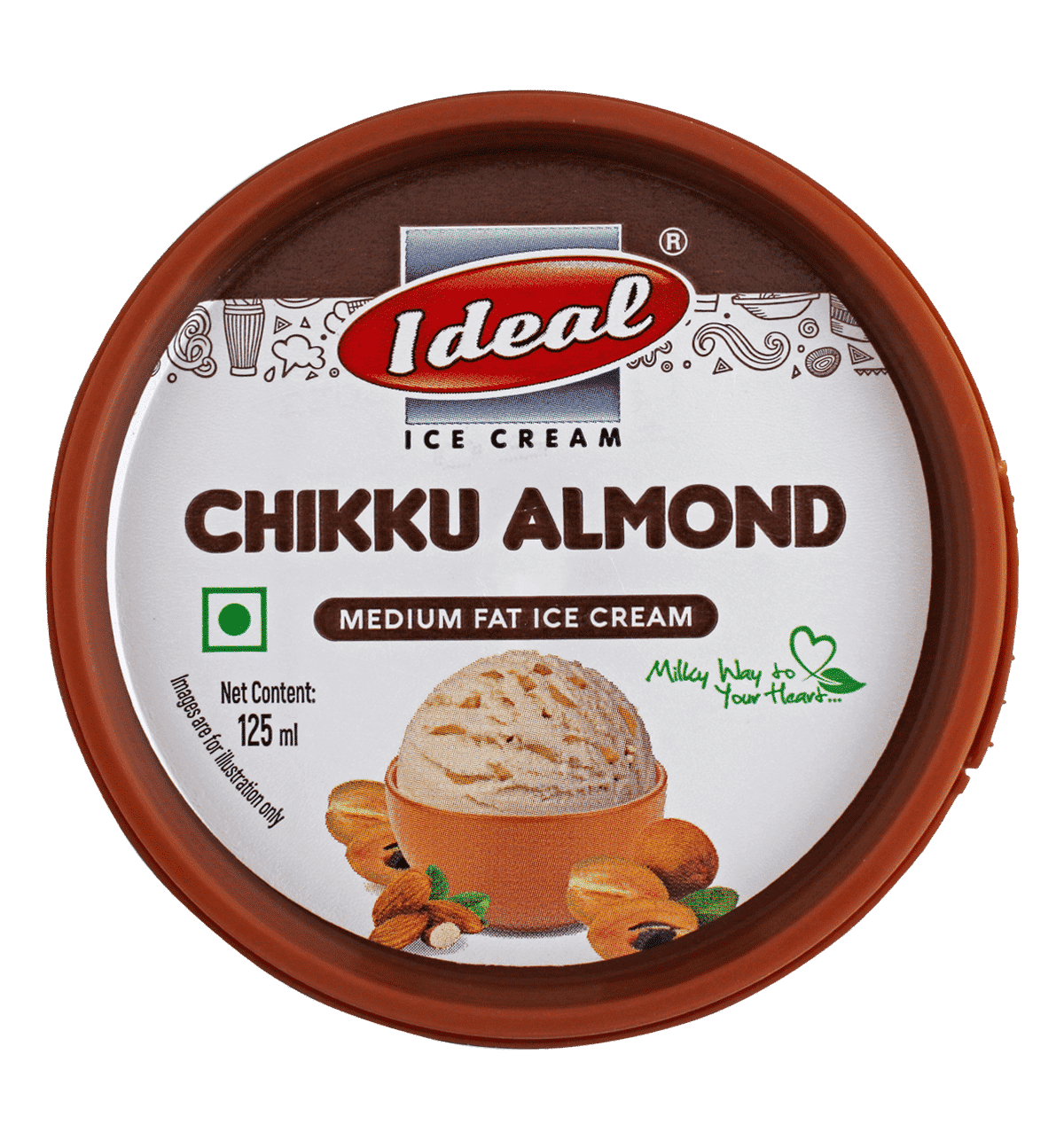 Buy Ideal Ice Cream Ideal Ice Cream Chikku Almond Cup 125 ml Online At ...