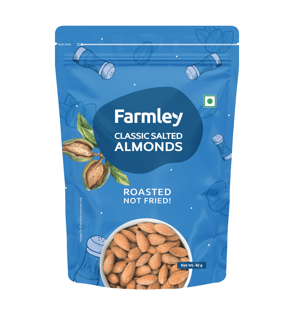 Buy Farmley Classic Salted Roasted Almonds Online (40 g) At Best Price