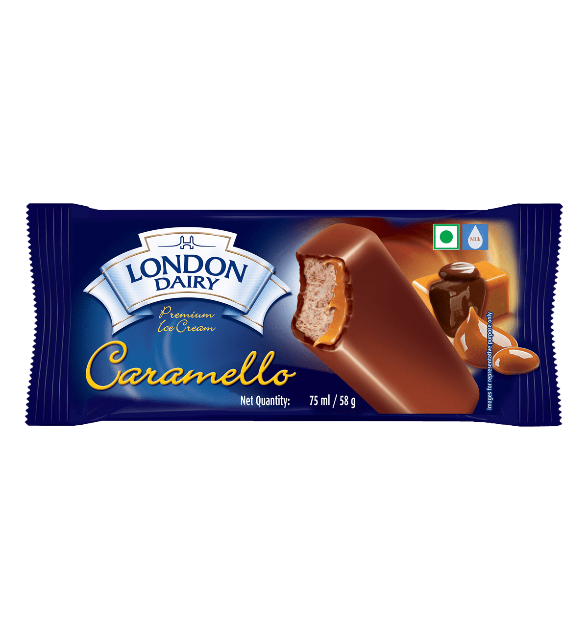 Buy LONDON DAIRY LONDON DAIRY Caramello Stickless Ice Cream Bar 75 ml ...