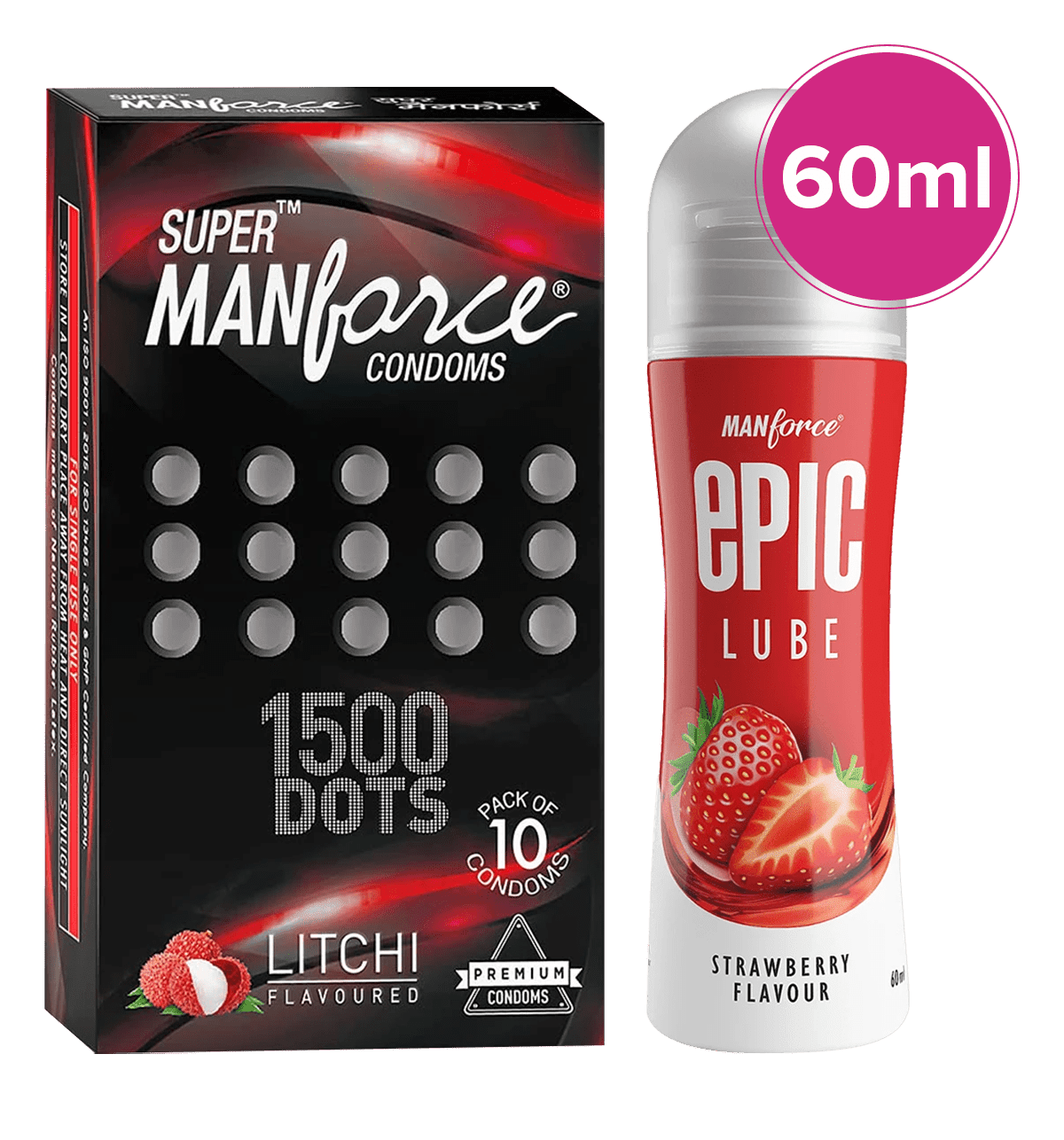 Buy Manforce Manforce Condom 10 and Strawberry Lube 60ml 1 combo Online ...