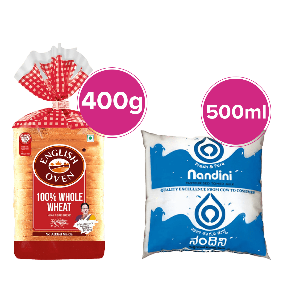 Buy English Oven 100% Whole Wheat Bread & Nandini Toned Milk 1 combo ...