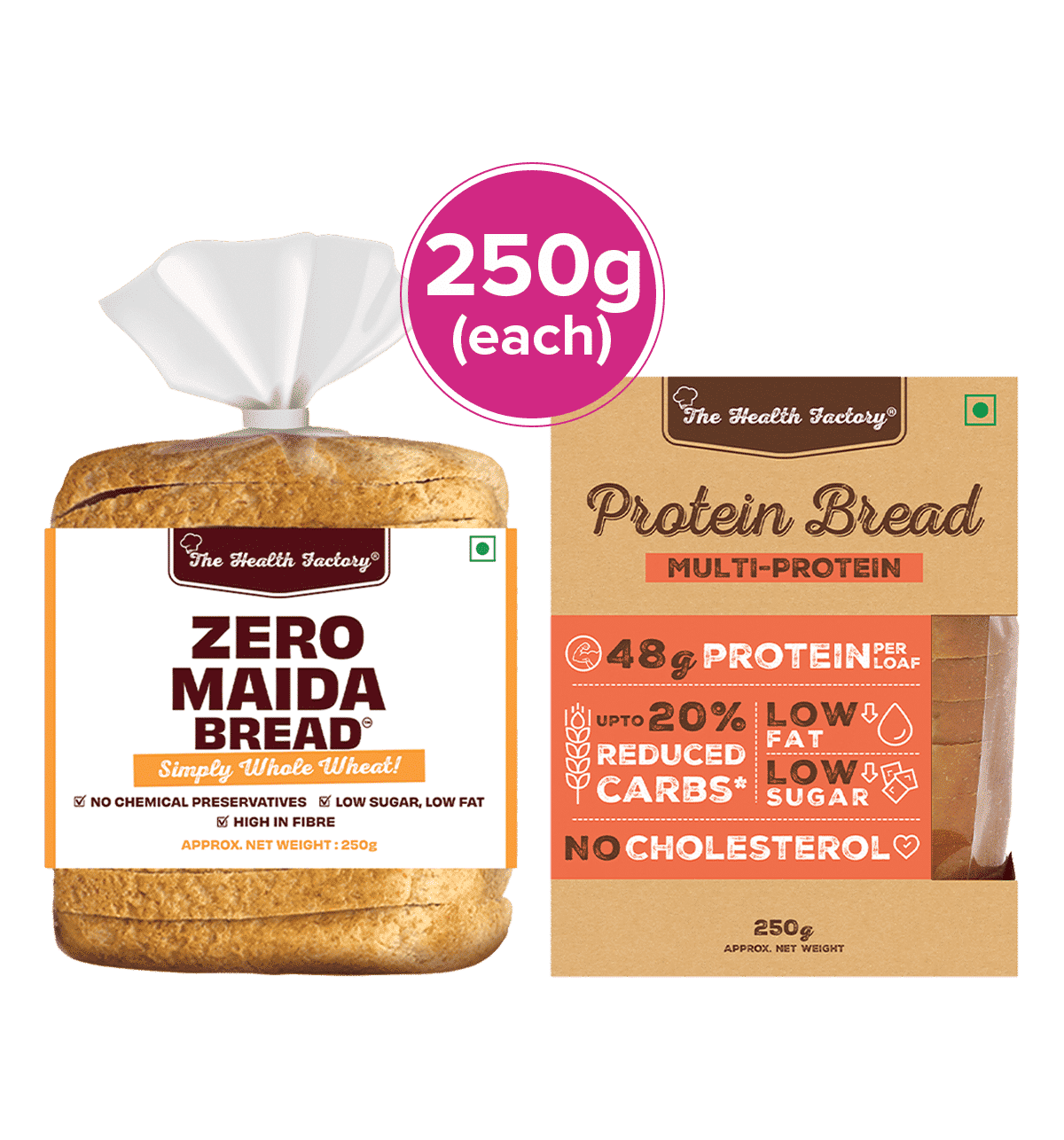 Buy Thf Zero Maida Simply Whole Wheat Bread & Multi Protein Bread Combo ...
