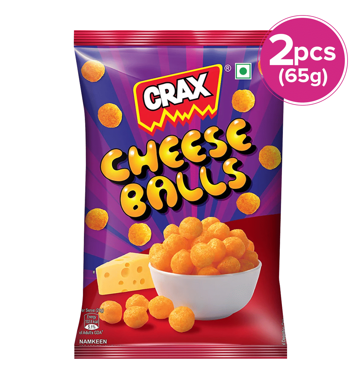 Buy Crax Crax Cheese Balls 2 pieces Online At Rs. 120 | Instant Delivery