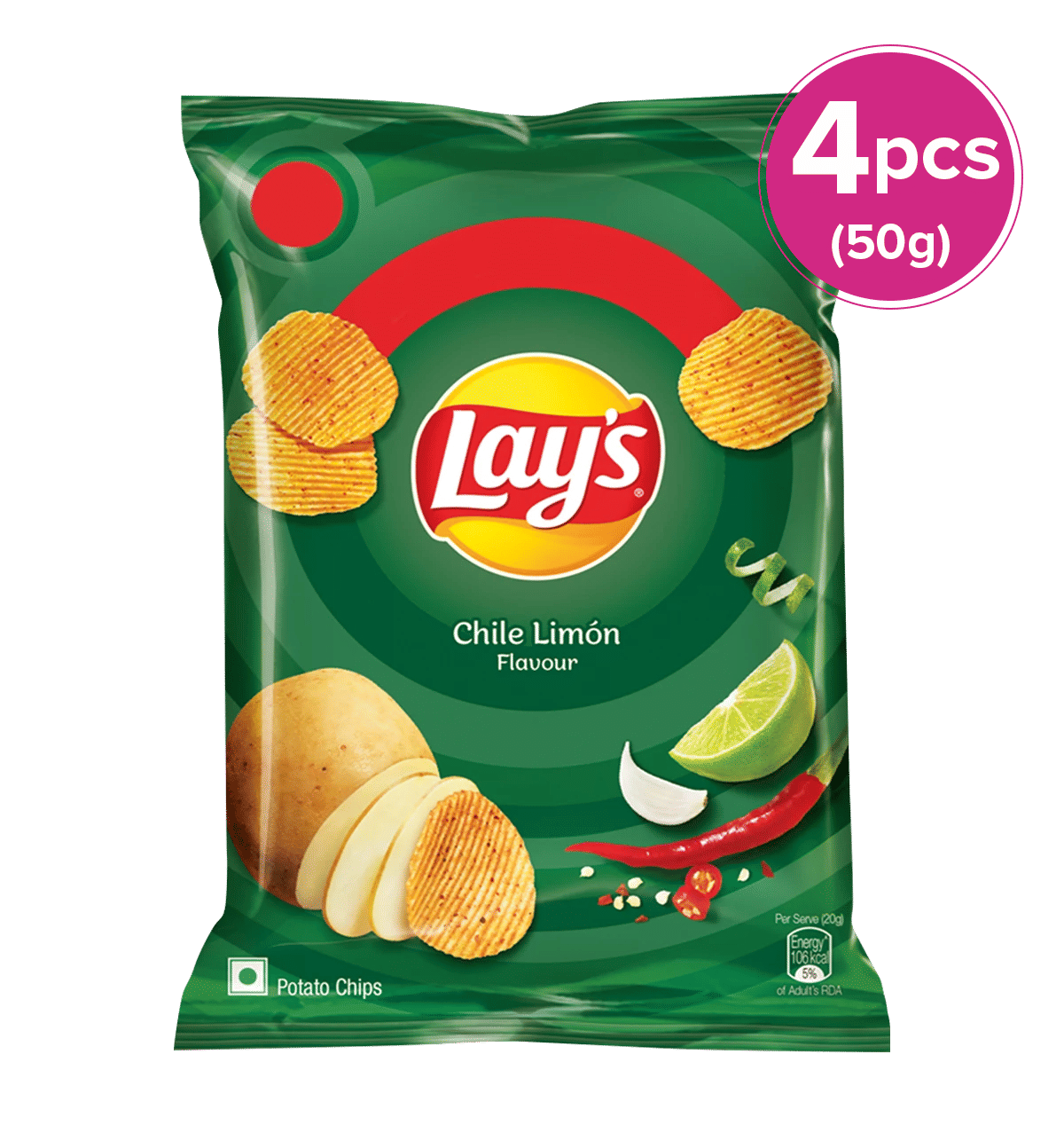 Buy Lay's Lay's Potato Chips - Chile Limon 4 pieces Online At Rs. 80 ...