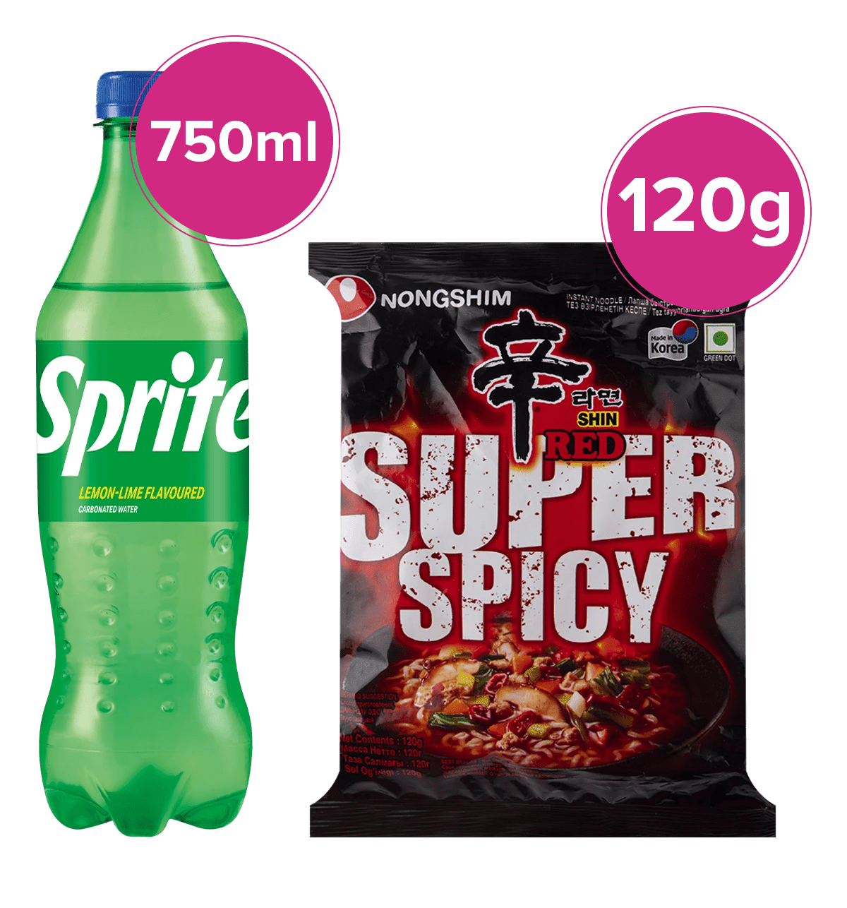 Buy Sprite Sprite PET Bottle, 750ml & Nongshim Shin Red Super Spicy 120 ...