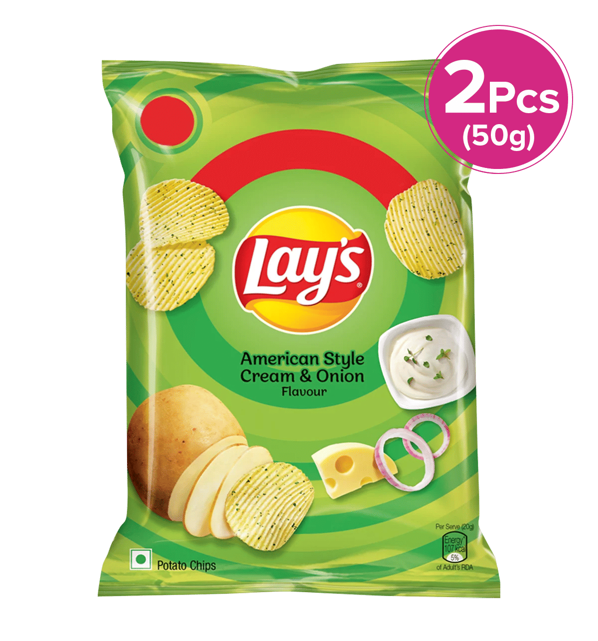 Buy Lay'S Lay's Potato Chips - American Style Cream & Onion Flavour 2 ...