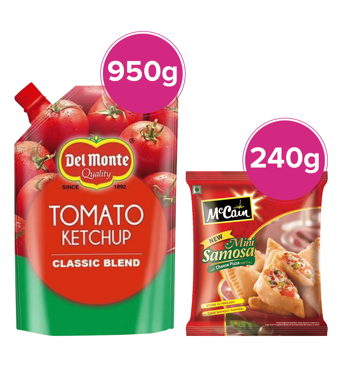 Buy Del Monte Del Monte Tomato Ketchup Spout Pack & Mccain Mini Samosa ...