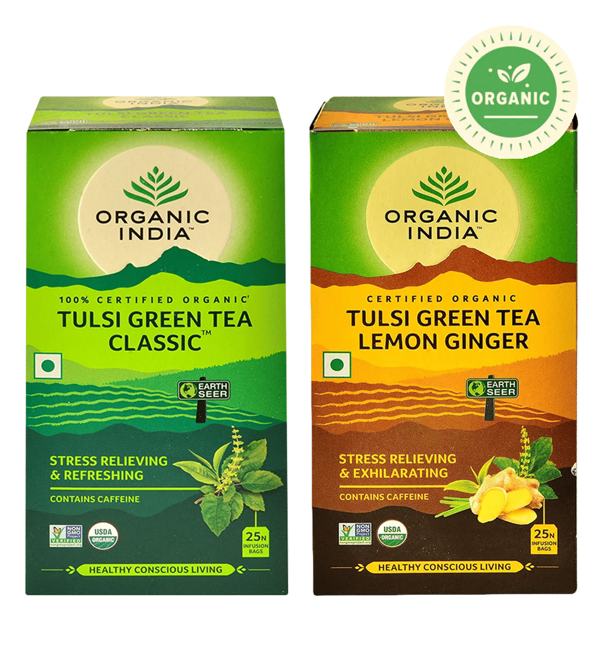 Buy Organic India Tulsi Green Classic 25 Tb + Tulsi Green Tea Lemon ...