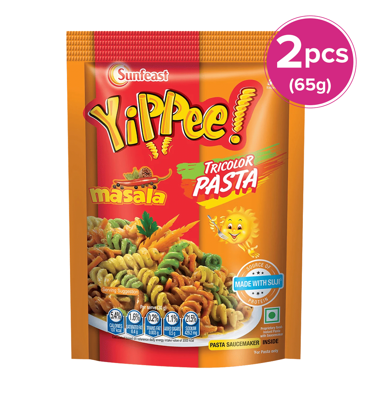 Buy Sunfeast Yippee Sunfeast Yippee Tricolor Pasta Masala 2 pieces ...