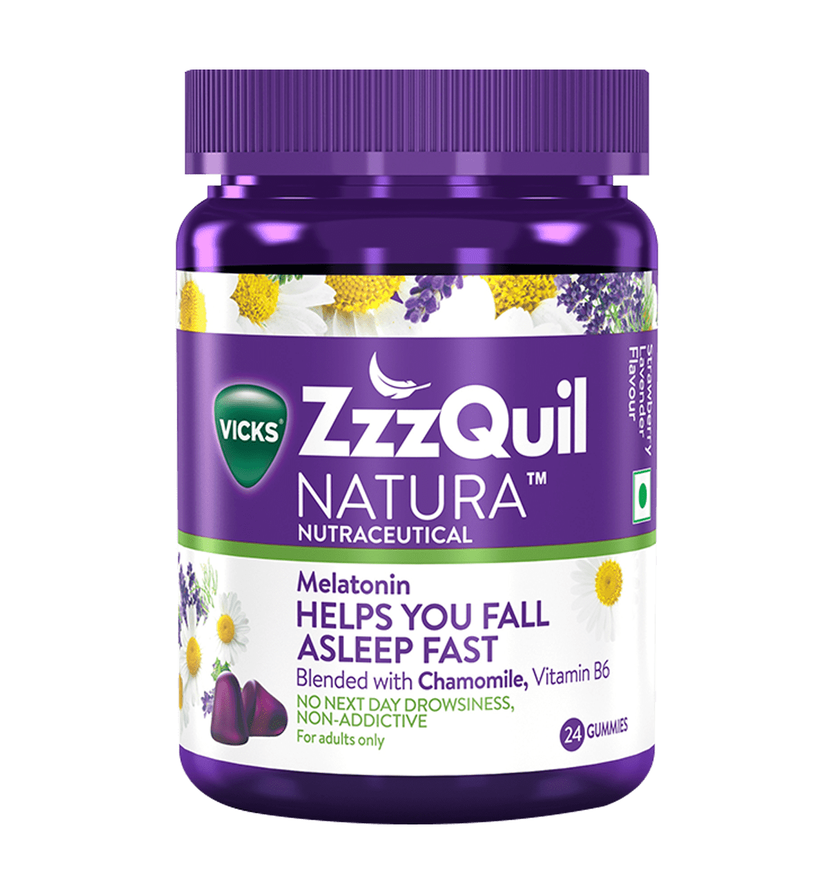 Buy Vicks Vicks ZzzQuil Natura 24s Pack Non-Addictive Sleep-Aid Gummy ...