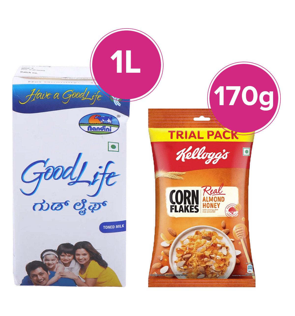 Buy Kellogg's Kellogg's Corn Flakes Real Almond Honey Pack &Nandini ...