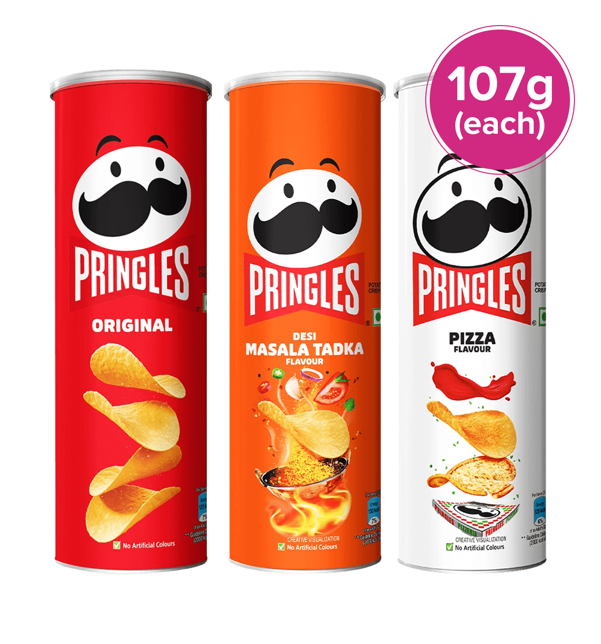 Buy Pringles Pringles Potato Chips Desi Masala Tadka + Pizza + Original ...