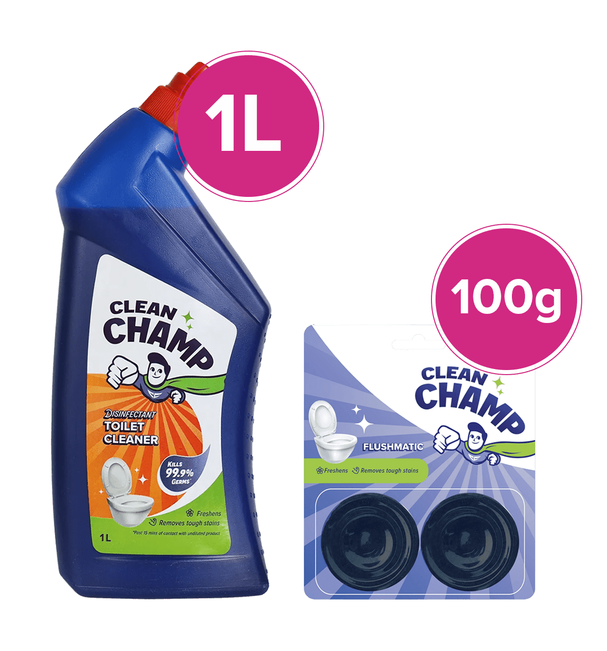 Buy Clean Champ Toilet Cleaning Duo - Toilet Cleaner, Flush Matic 1 ...