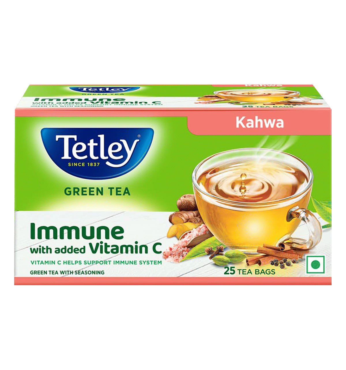 Buy Tetley Tetley Green Tea Immune Kahwa, Spiced Tea, Added Vitamin C ...
