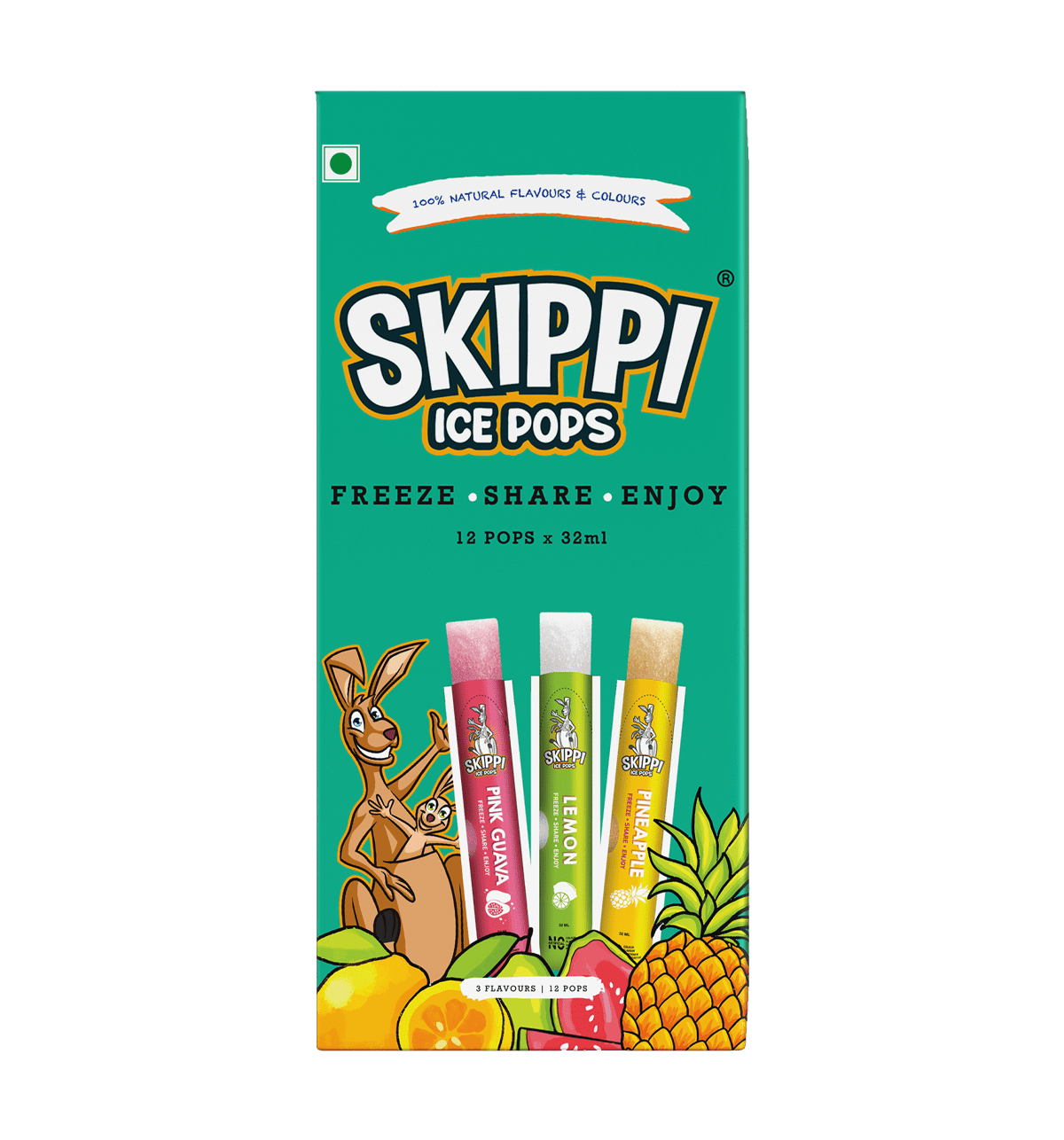 Buy Skippi Skippi Ice Pops Natural 3 Flavours Pink Guava Pineapple ...