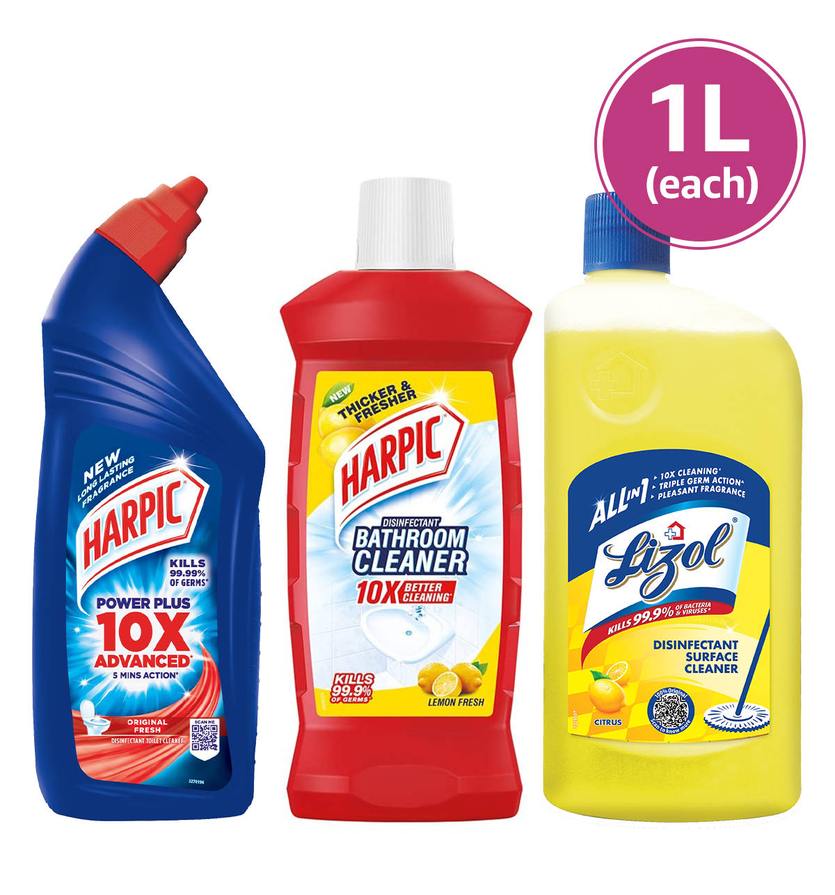 Buy Harpic Toilet Cleaner Original & Lizol Floor Cleaner Citrus & Dis-Infectant Bathroom Cleaner ...