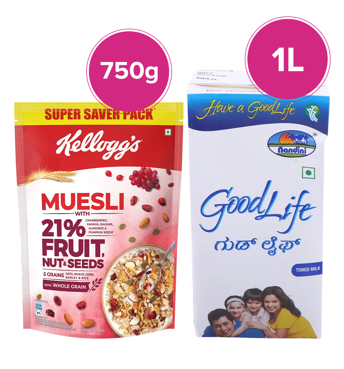 Buy Kellogg's Kellogg's Muesli With 21% Fruit and Nut & Nandhini Good ...