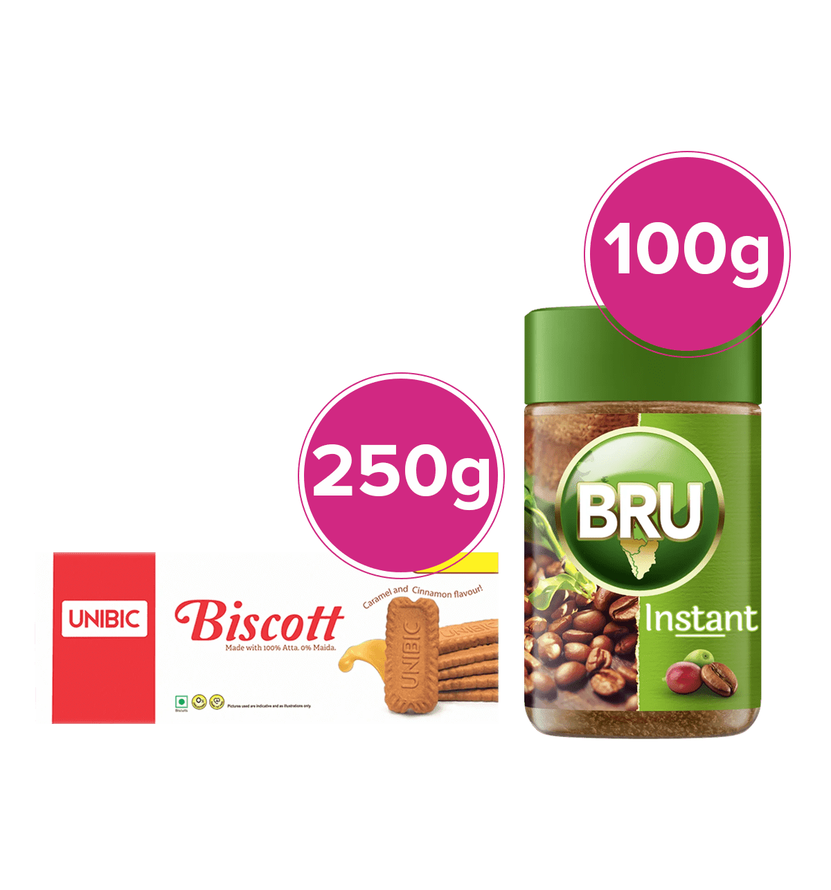 Buy Unibic Biscott 250 Gm And Bru Instant Coffee 100G 1 combo Online At ...