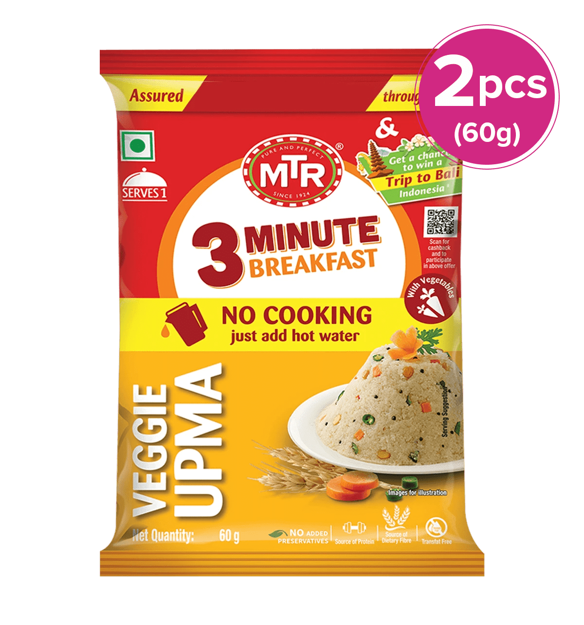 Buy Mtr Mtr 3 Min Breakfast Veggie Upma 2 pieces Online At Rs. 54 ...