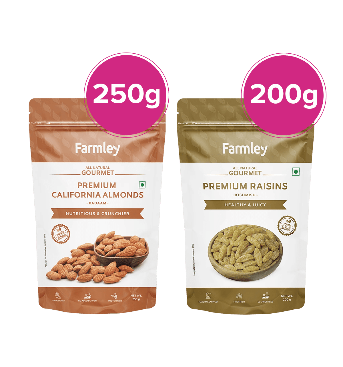 Buy Farmley Farmley Premium California Almonds And Green Long Raisin 1 ...