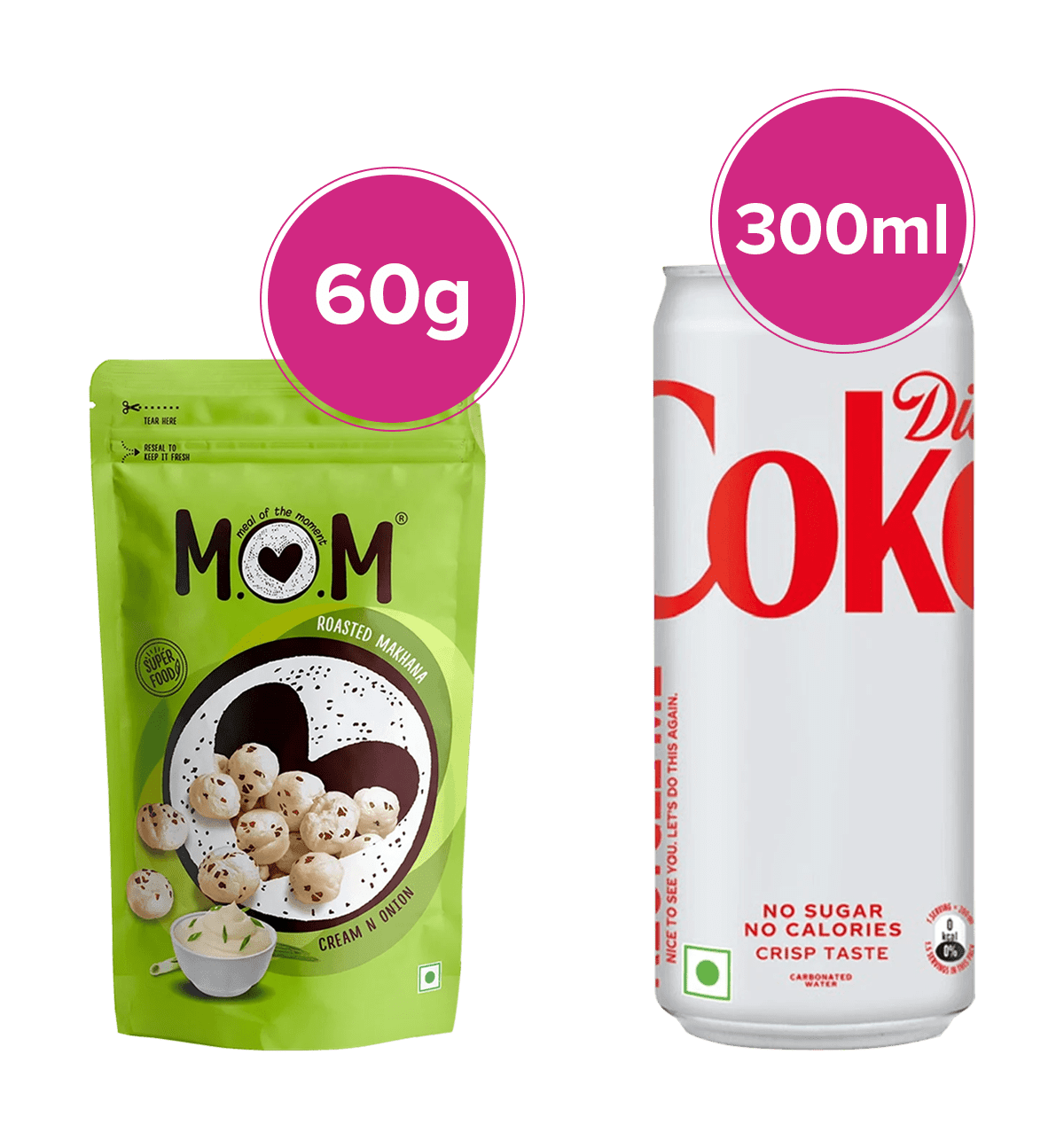 Buy Mom Meal Of The Moment Cream & Onion Makhana & Diet Coke Combo 1 ...