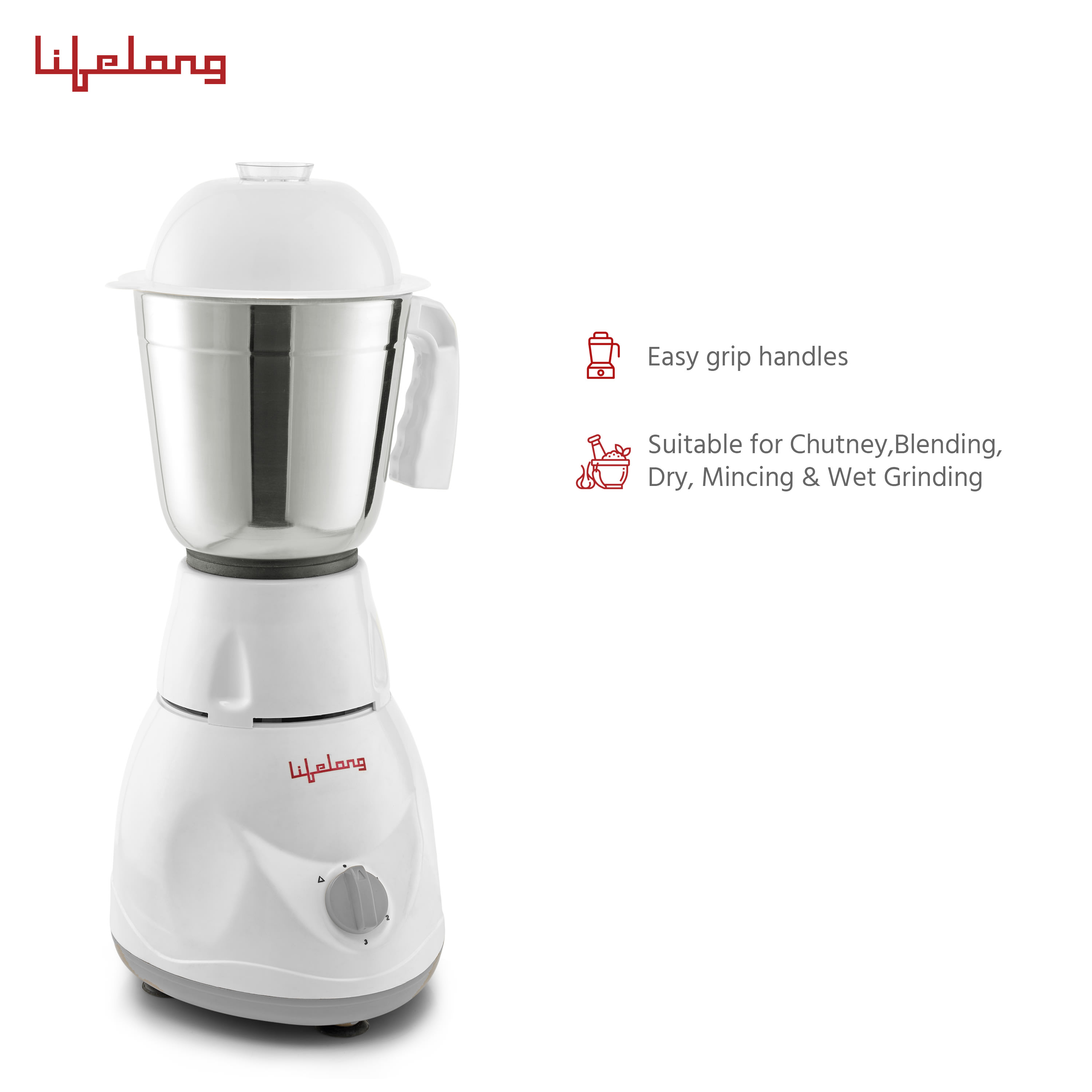 Buy Lifelong LLMG45 Power Pro Mixer Grinder, 3 Jars, 500W, Stainless ...