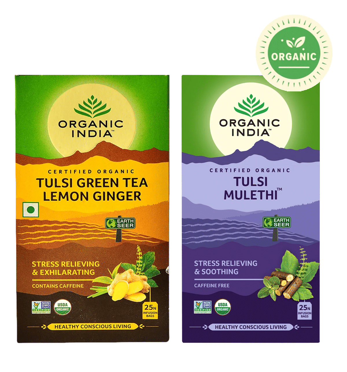 Buy Organic India Tulsi Green Tea Lemon Ginger + Tulsi Green Tea Tulsi ...